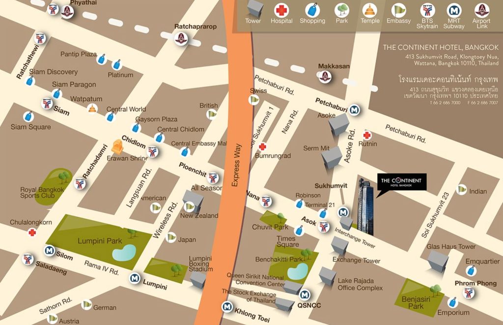 Location - The Continent Hotel Bangkok